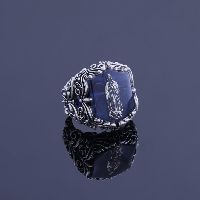 Virgin Mary Ring, Marian Consecration Ring, 925 Sterling Silver ...