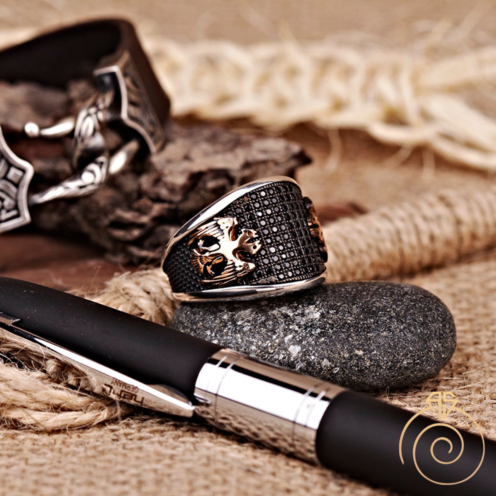 Mens Double Headed Eagle Ring Custom Made Heraldic Symbol - Etsy