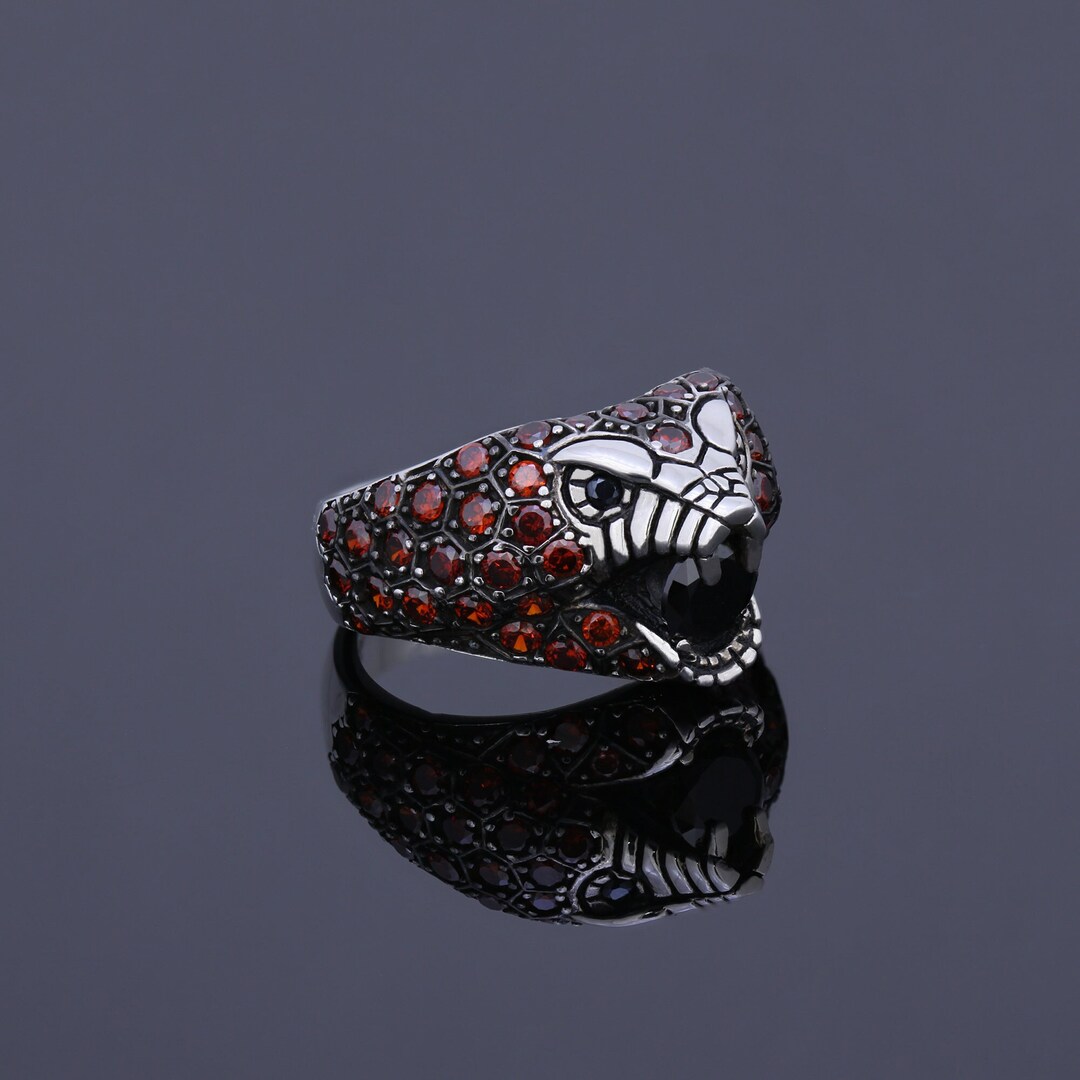 Mens Snake Ring, Cobra Head Design Silver Fancy Animal Signet Cool ...