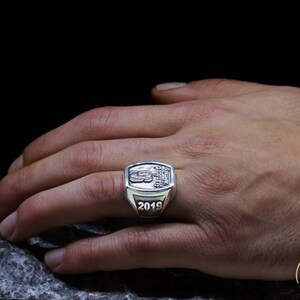 Engraved Graduation Ring, Personalized High School Monogram Class Ring ...