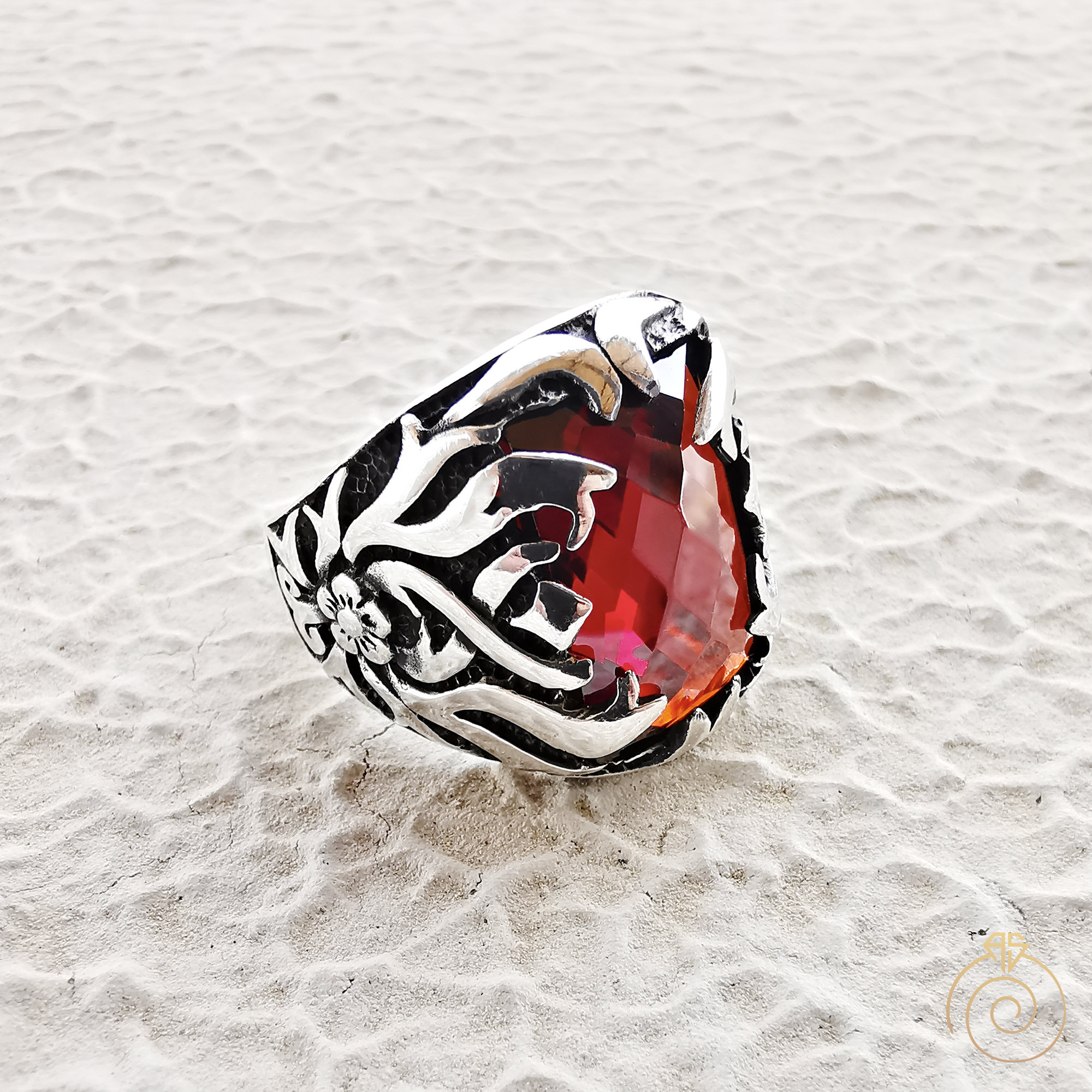 Mens Ruby Anniversary Ring Unique Sterling Silver Red Ivy - Etsy