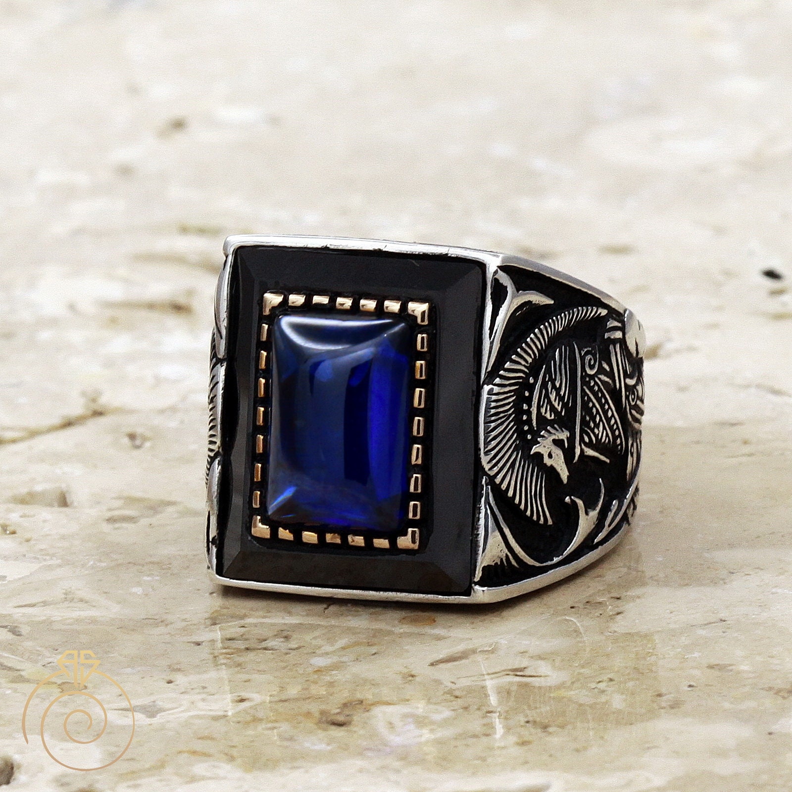 Roman Soldier Rectangle Sapphire Stone Ring Roman Empire - Etsy