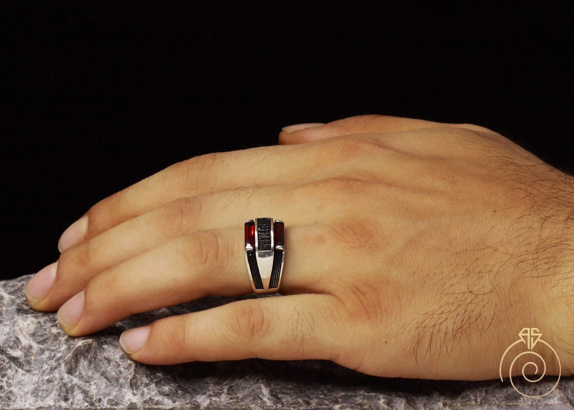 Mens Ruby Ring Silver Red Stone Stunning Silver Engagement | Etsy