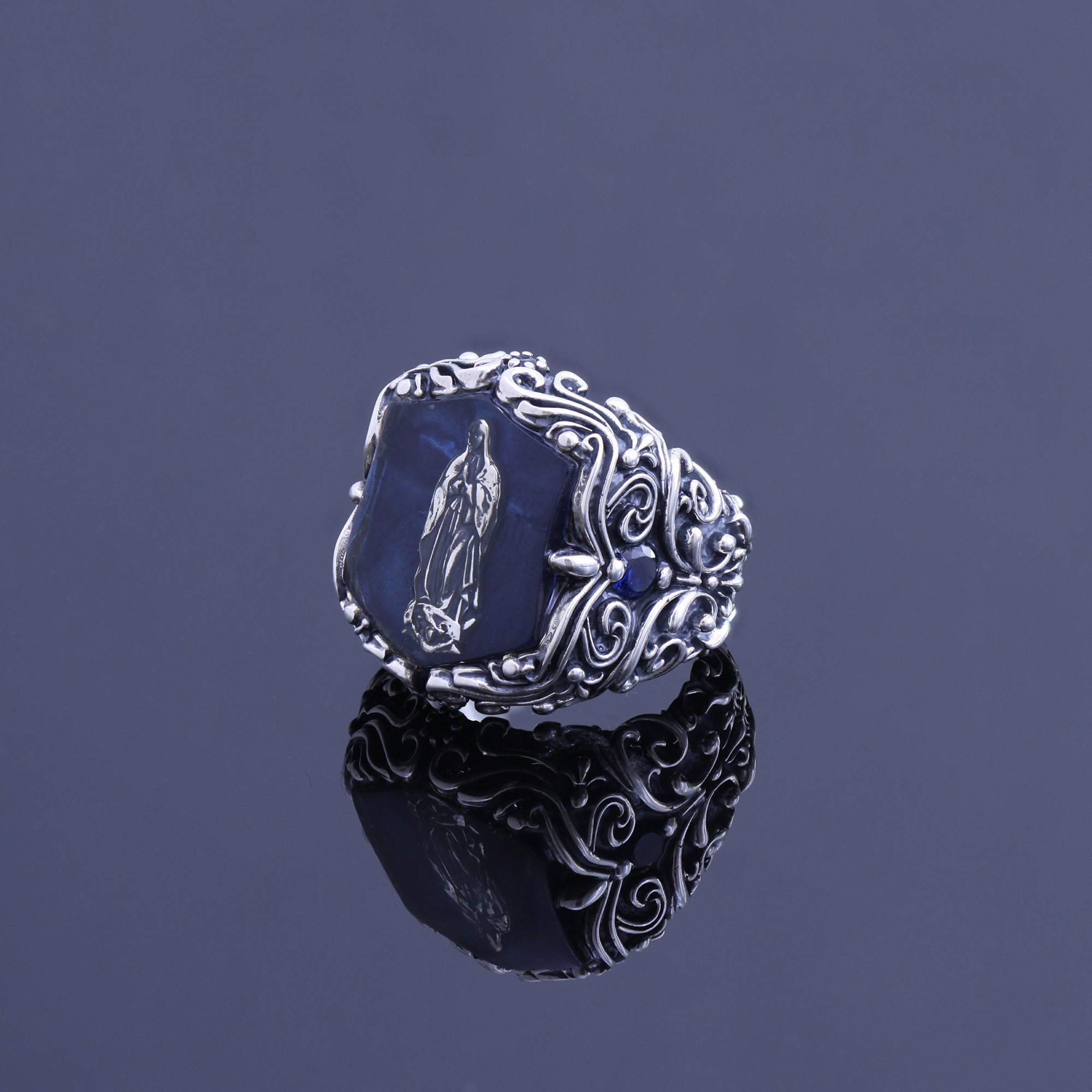 Virgin Mary Ring, Marian Consecration Ring, 925 Sterling Silver ...
