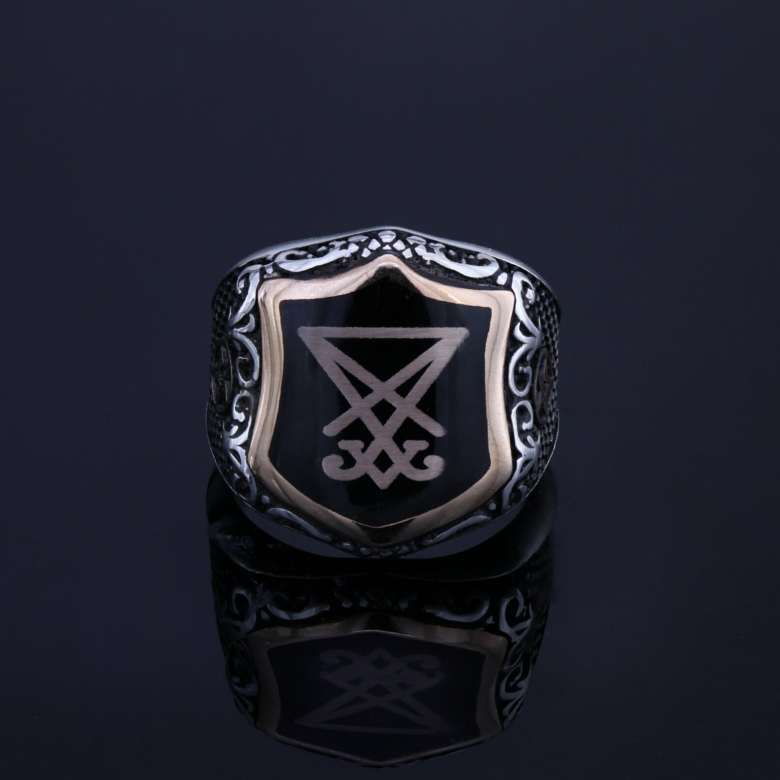 Unique Mens Sigil of Lucifer Ring, Satanic Silver Jewelry With ...
