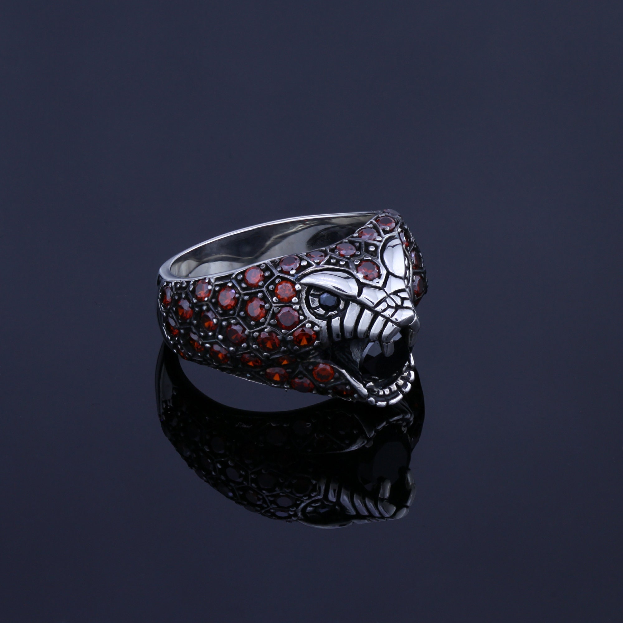 Mens Snake Ring Cobra Head Design Silver Fancy Animal Signet - Etsy