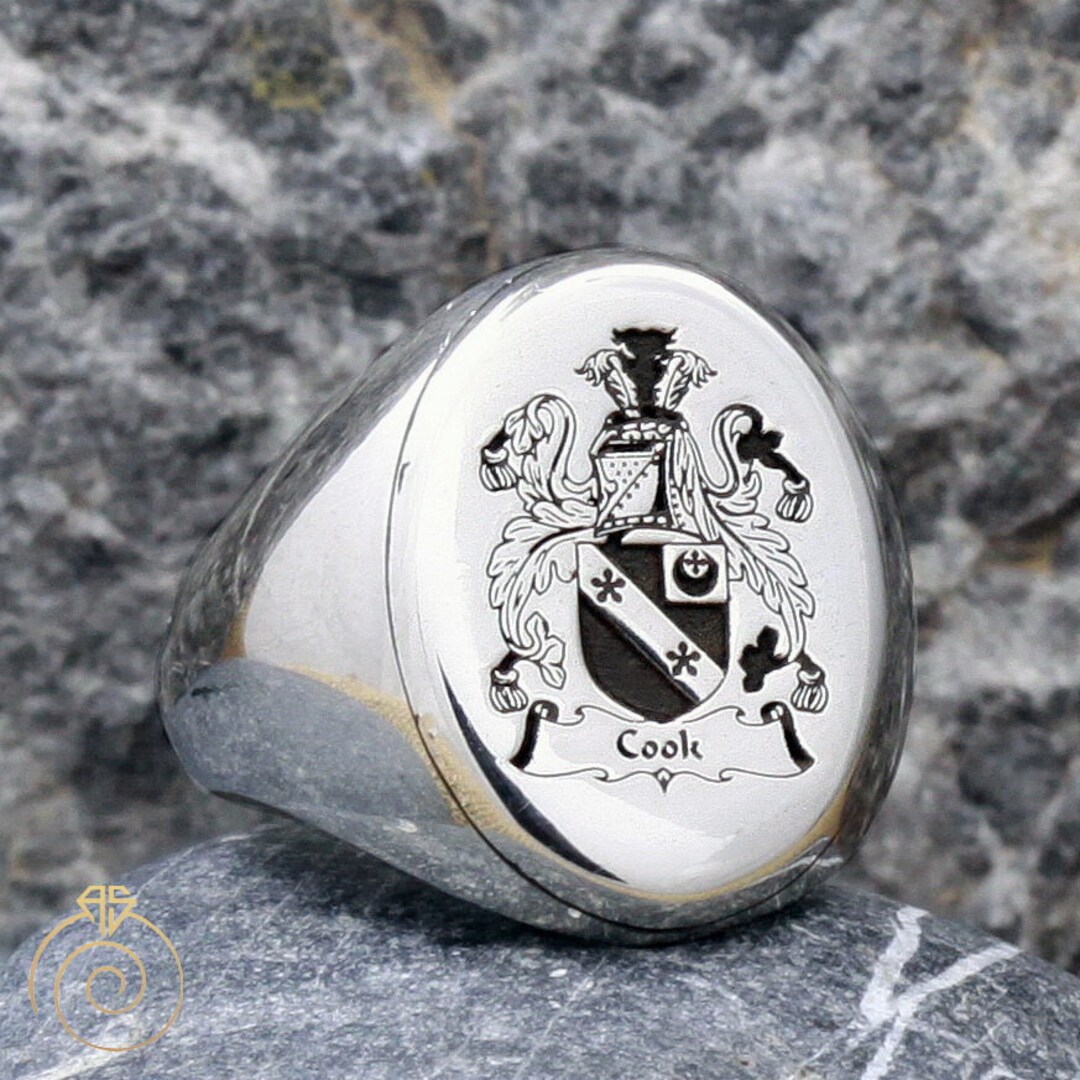 Family Crest Ring Anniversary, Custom Made Empire Signet Silver Men ...