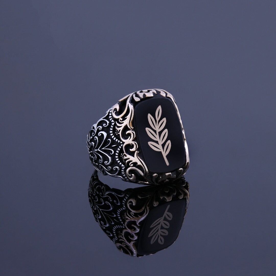 Acacia Tree Leaf Seal Freemason Ring, Immortality Symbol Masonic Ring ...
