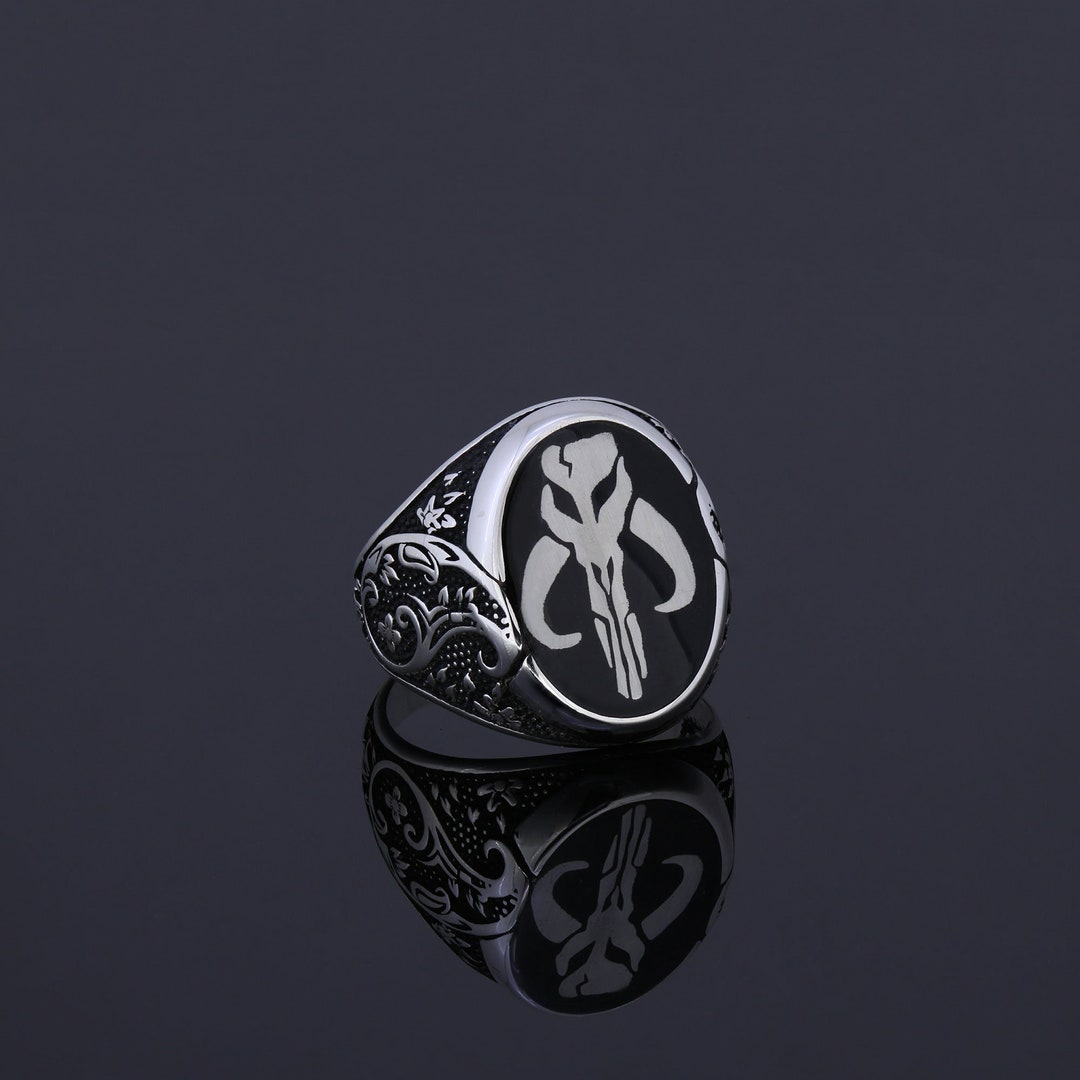 Handmade Mythosaur Skull Ring Star Movie Wars Mandalorian Symbol Custom ...