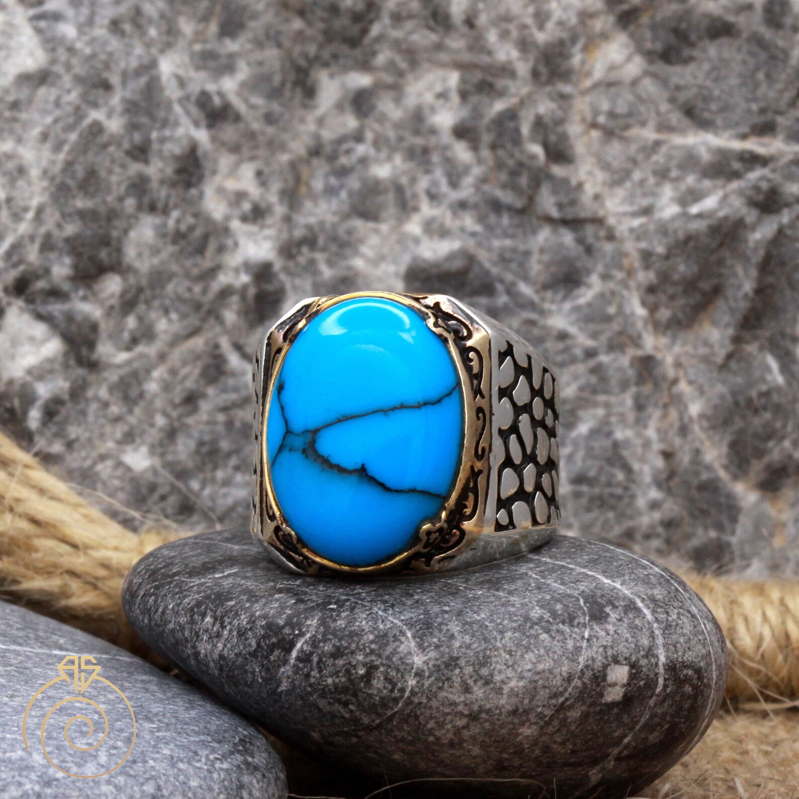 Men Turquoise December Birthstone Ring Unique 925 Sterling | Etsy