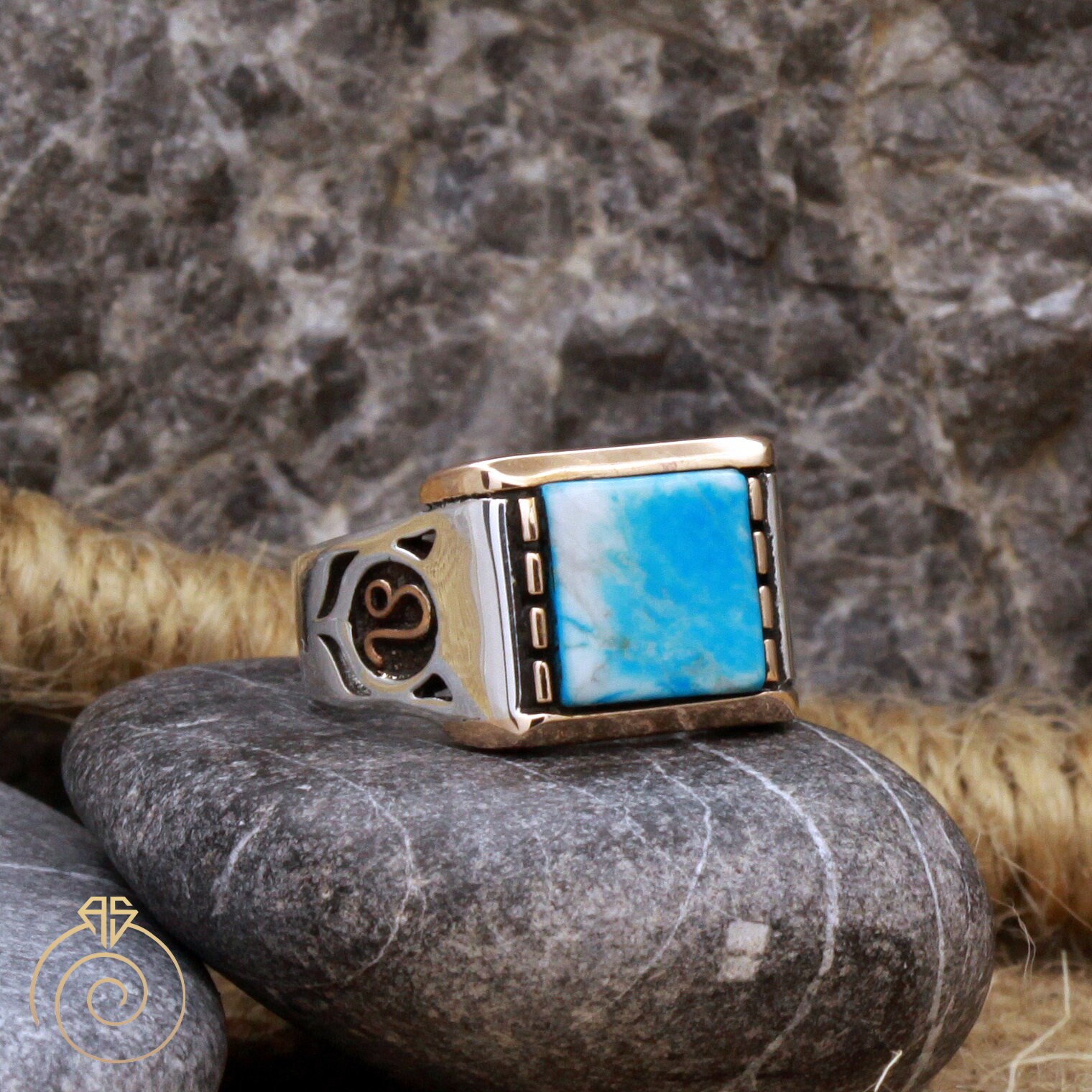 Mens Leo Zodiac Ring Unique Turquoise Gemstone Leo Signet - Etsy UK