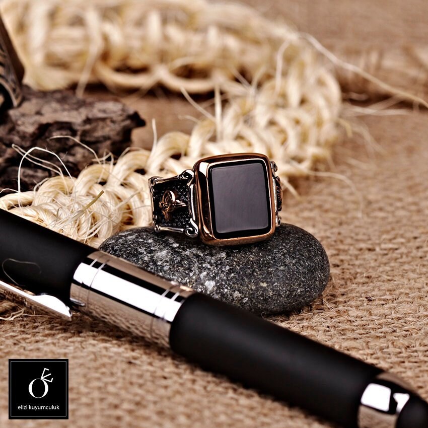 Men 925 Onyx Occult Ring Custom Sterling Silver Black Onyx | Etsy