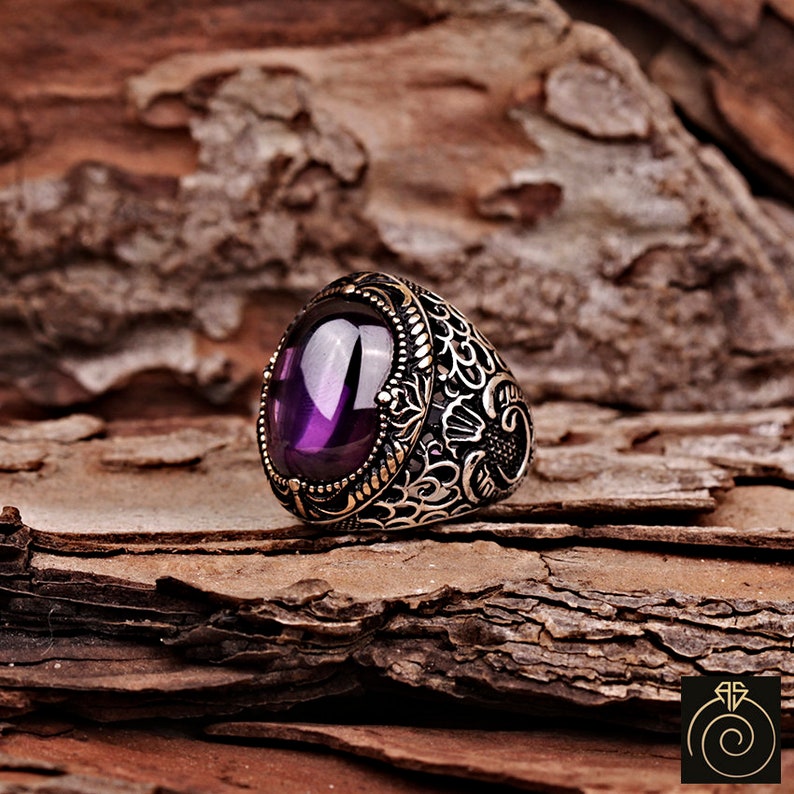 Cool Mens Ring Amethyst February Birthstone Vintage Rings for - Etsy