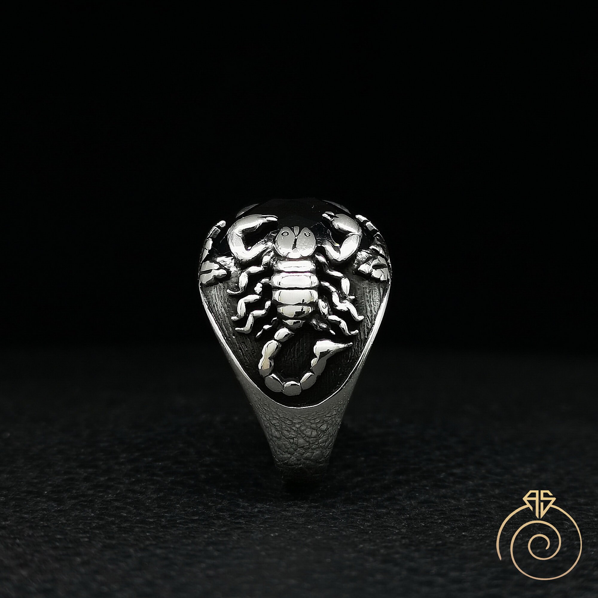 Men's Scorpion Signet Ring Vintage Silver Blue Stone | Etsy