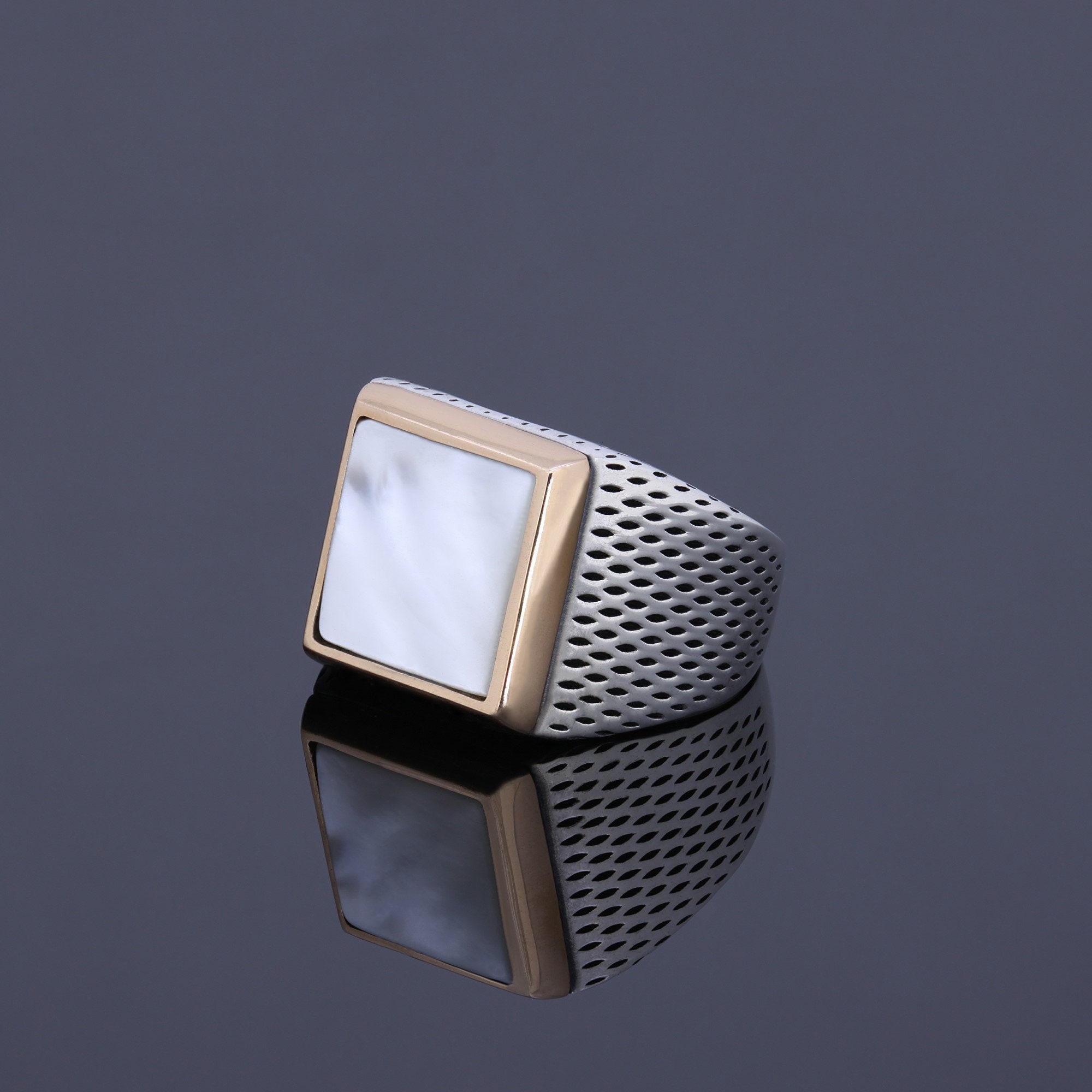 Mens White Occult Ring Sterling Silver Mother of Pearl - Etsy