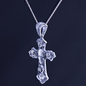 Chicano Flower Cross, Vintage Mexican Cross Large Tatoo Pendant ...