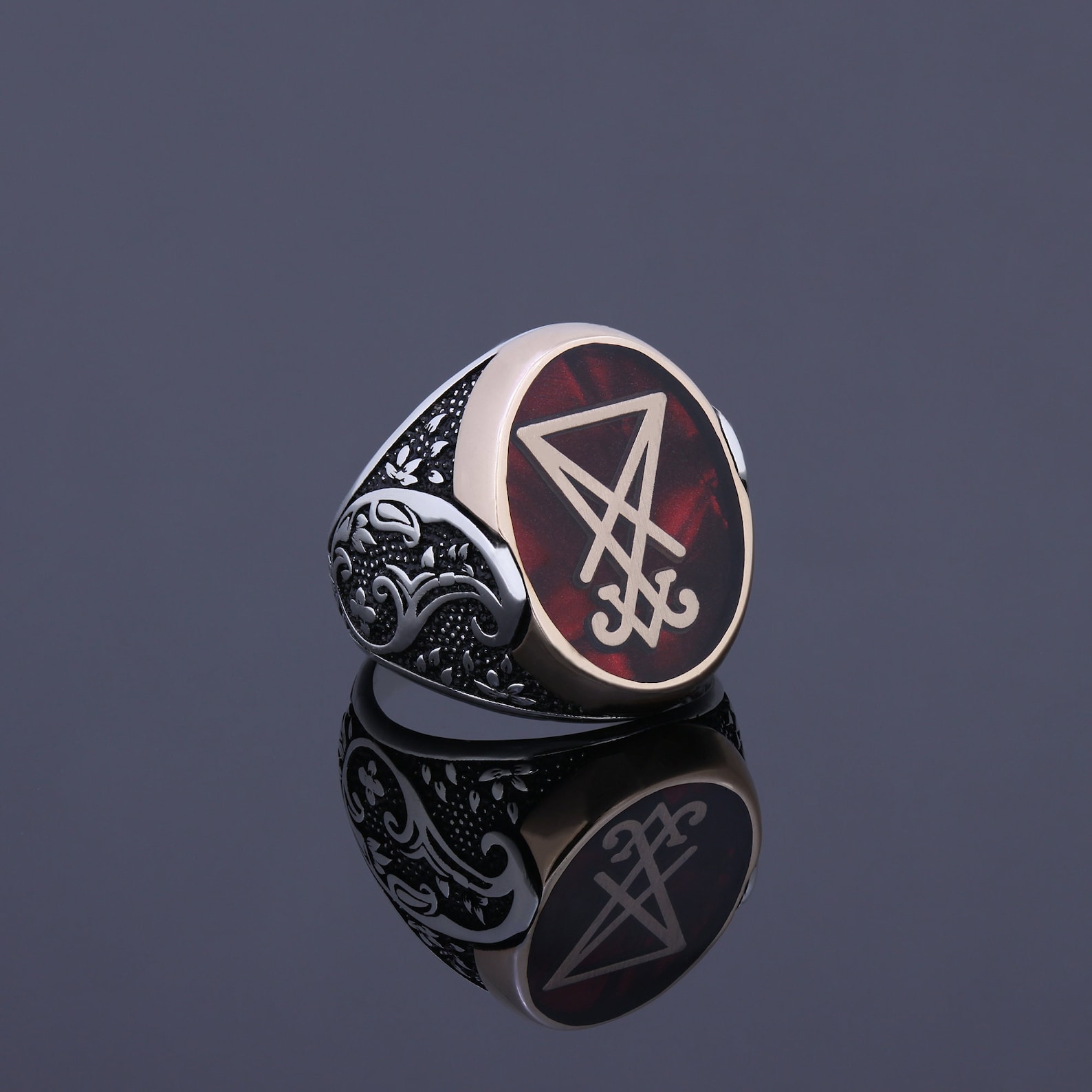Unique Mens Sigil of Lucifer Ring, Occult Baphomet Jewelry, Satanic ...