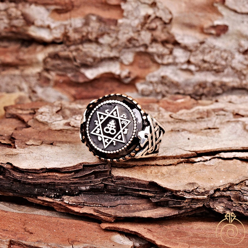 Star of David Leviathan Symbol Enochian Letter Men Ring Custom Wicca ...