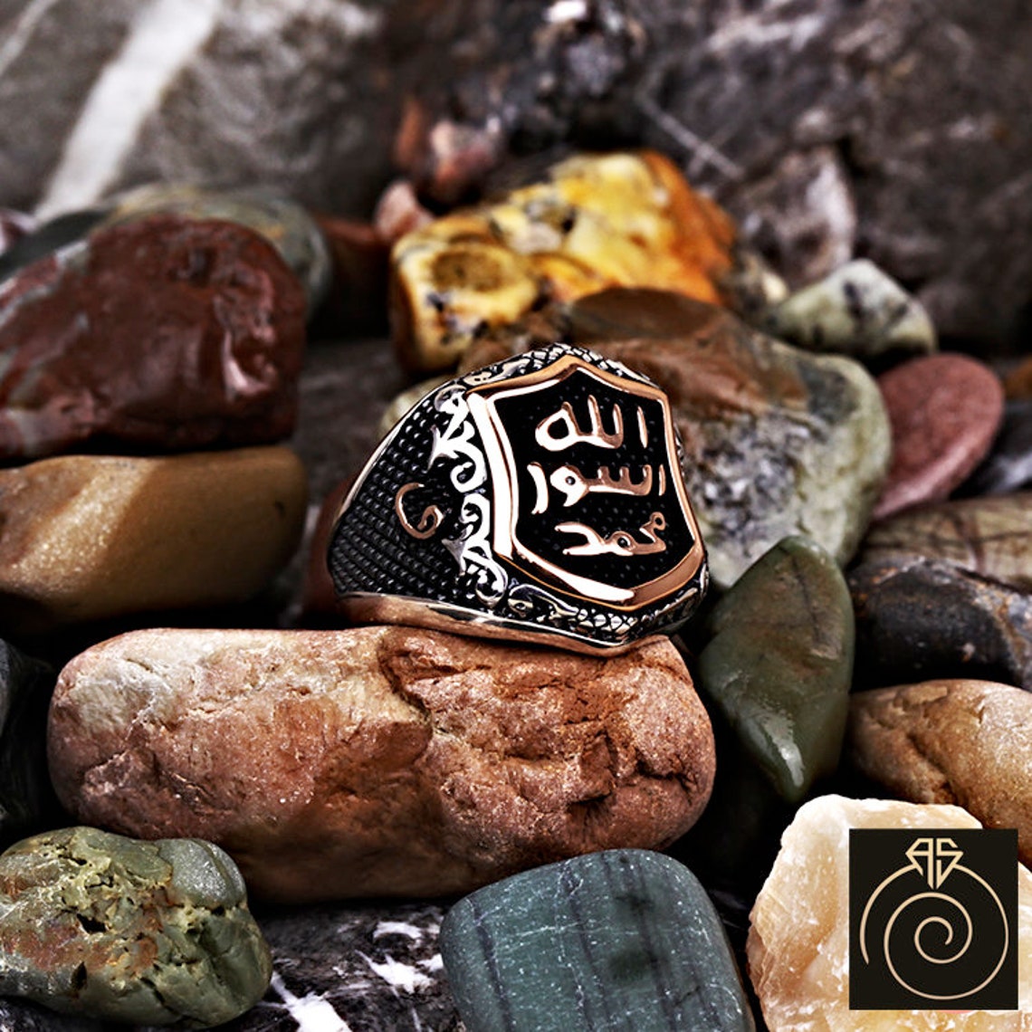 Unique Mens Rings Art Ring for Him Men Silver Engrave Arabic | Etsy