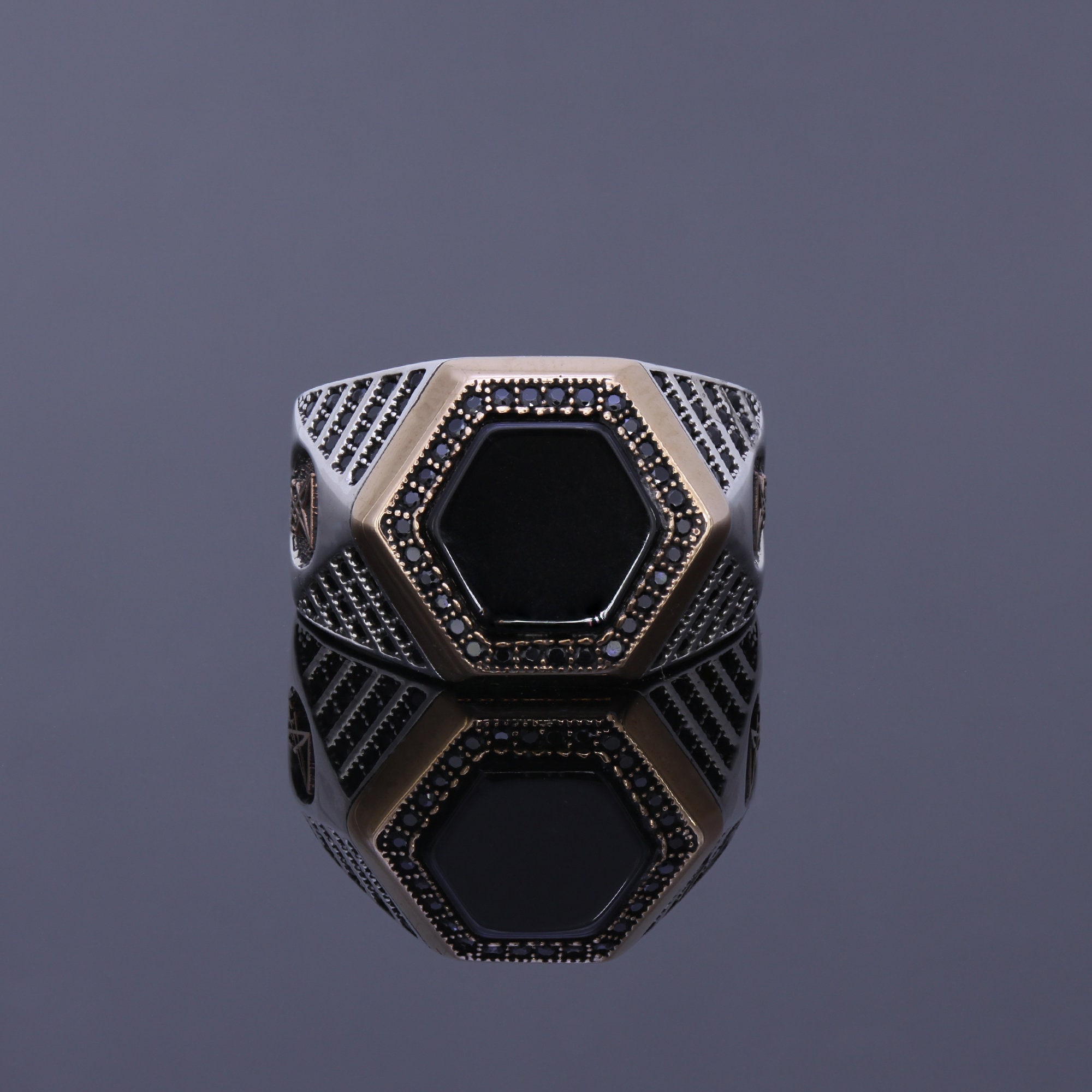 Sigil of Lucifer Ring Black Stone Onyx Natural Stone Man - Etsy