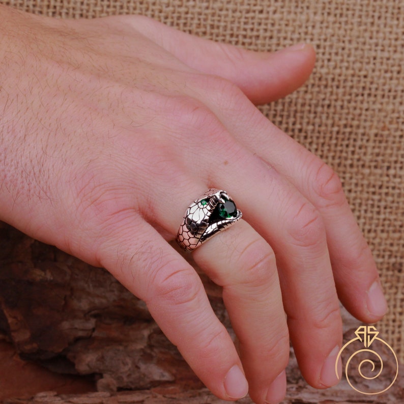 Mens Snake Head Ring Cobra Design Silver Fancy Animal Signet - Etsy