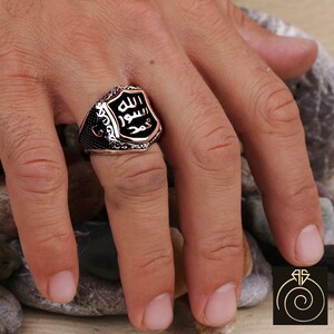 Unique Mens Rings Art Ring for Him Men Silver Engrave Arabic Man ...