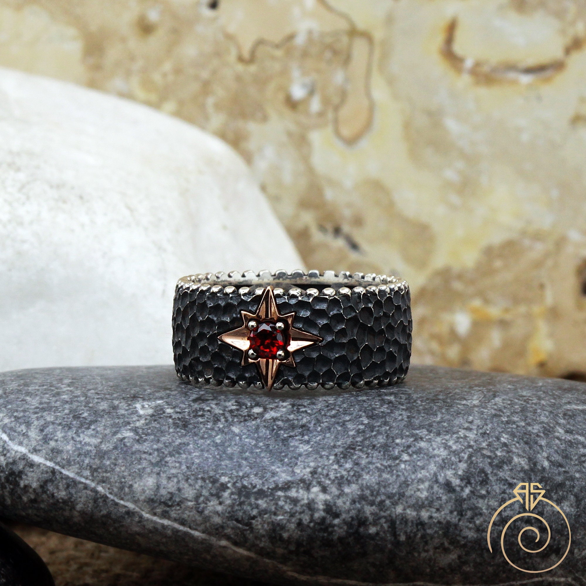 Red Stone Mens Wedding Ring Vintage Promise Silver Ethernity - Etsy