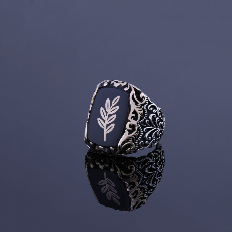 Acacia Tree Leaf Seal Freemason Ring, Immortality Symbol Masonic Ring ...