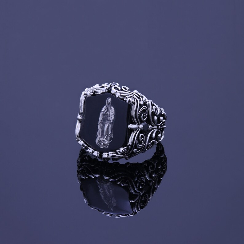 Virgin Mary Ring, Marian Consecration Ring, 925 Sterling Silver ...
