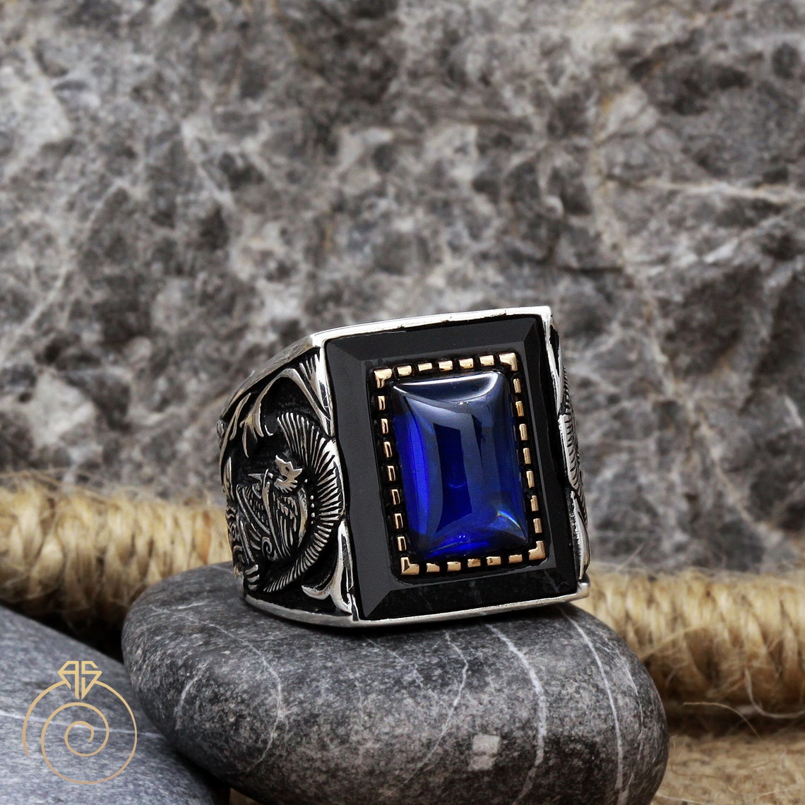 Roman Soldier Rectangle Sapphire Stone Ring Roman Empire | Etsy