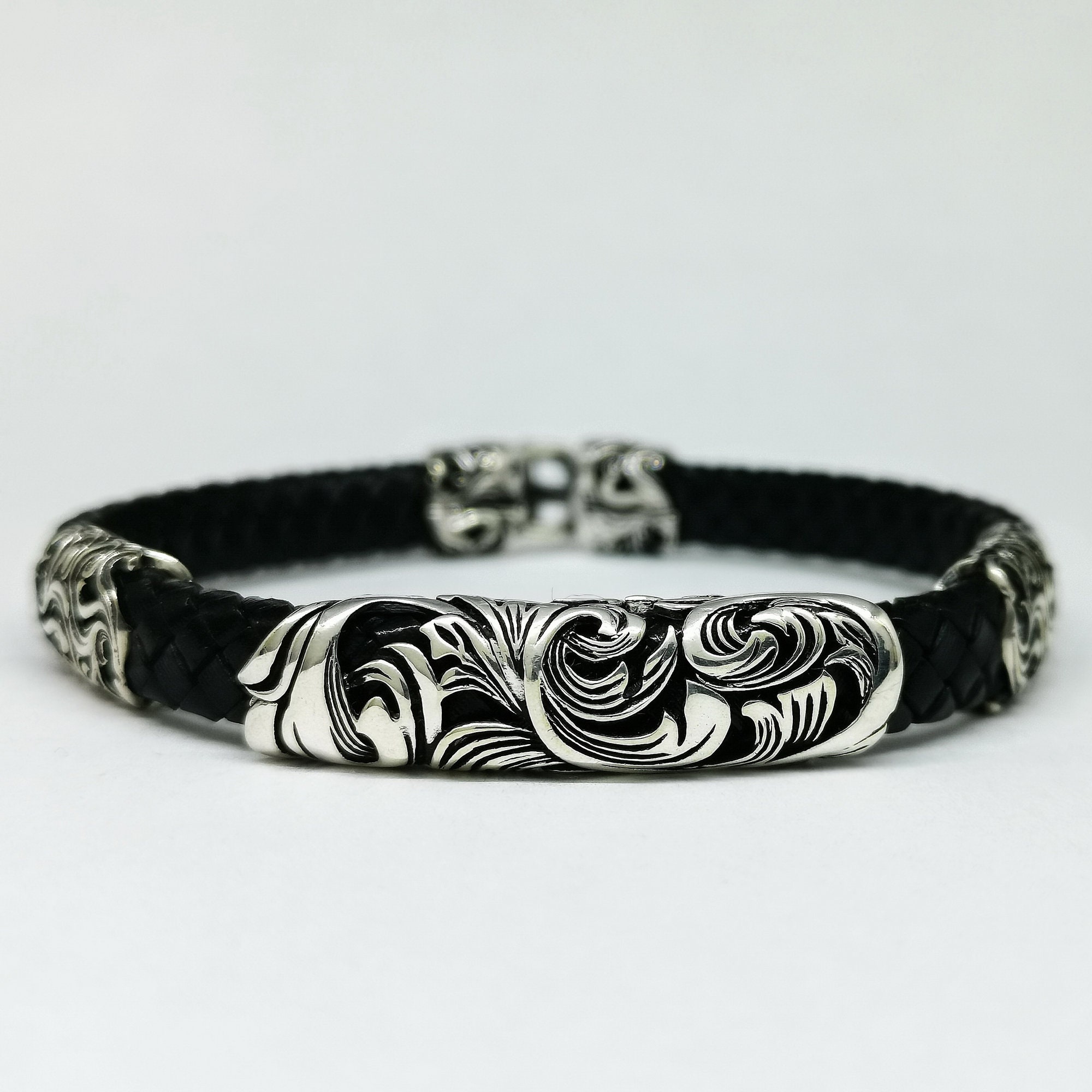 Mens Silver Bracelet Unique Anniversary Gift for Men Vintage - Etsy