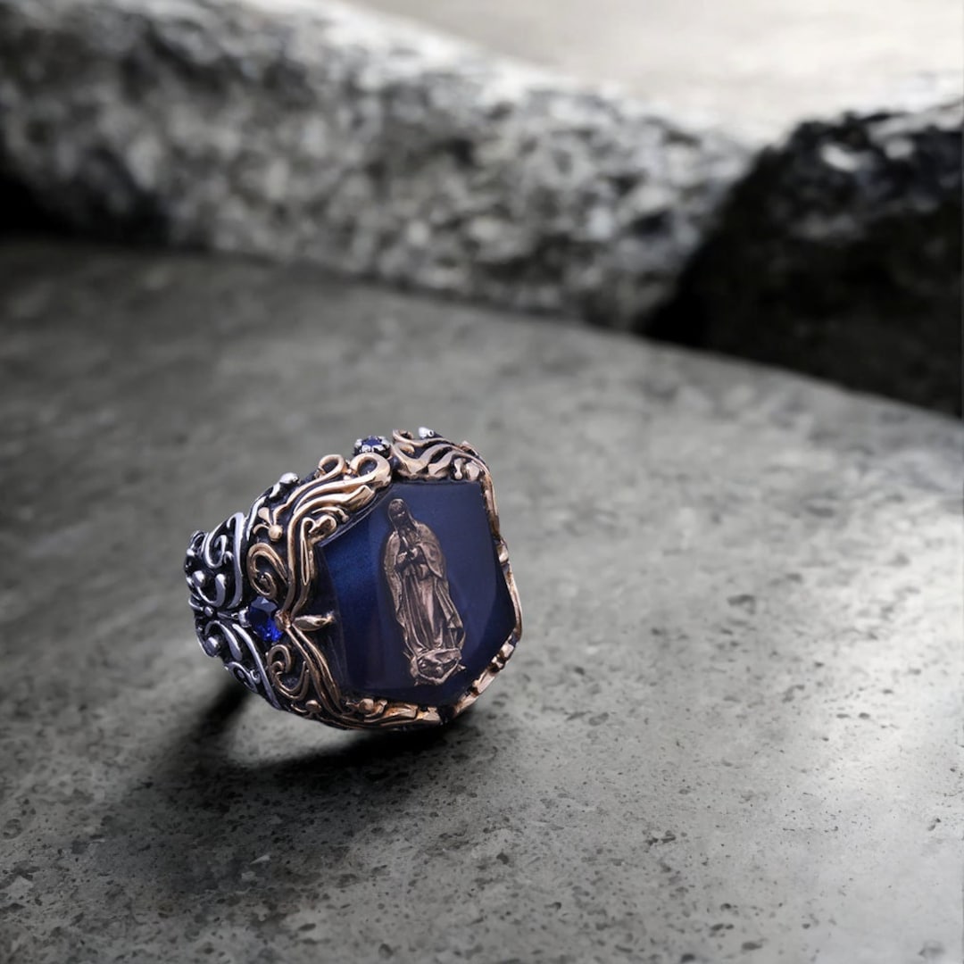 Virgin Mary Ring, Marian Consecration Ring, 925 Sterling Silver ...