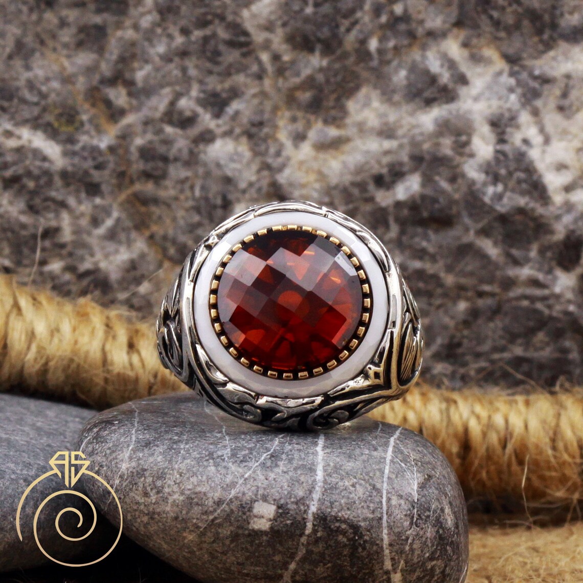 Men's Ring Ruby Vintage Statement Ring Red Stone Unique - Etsy