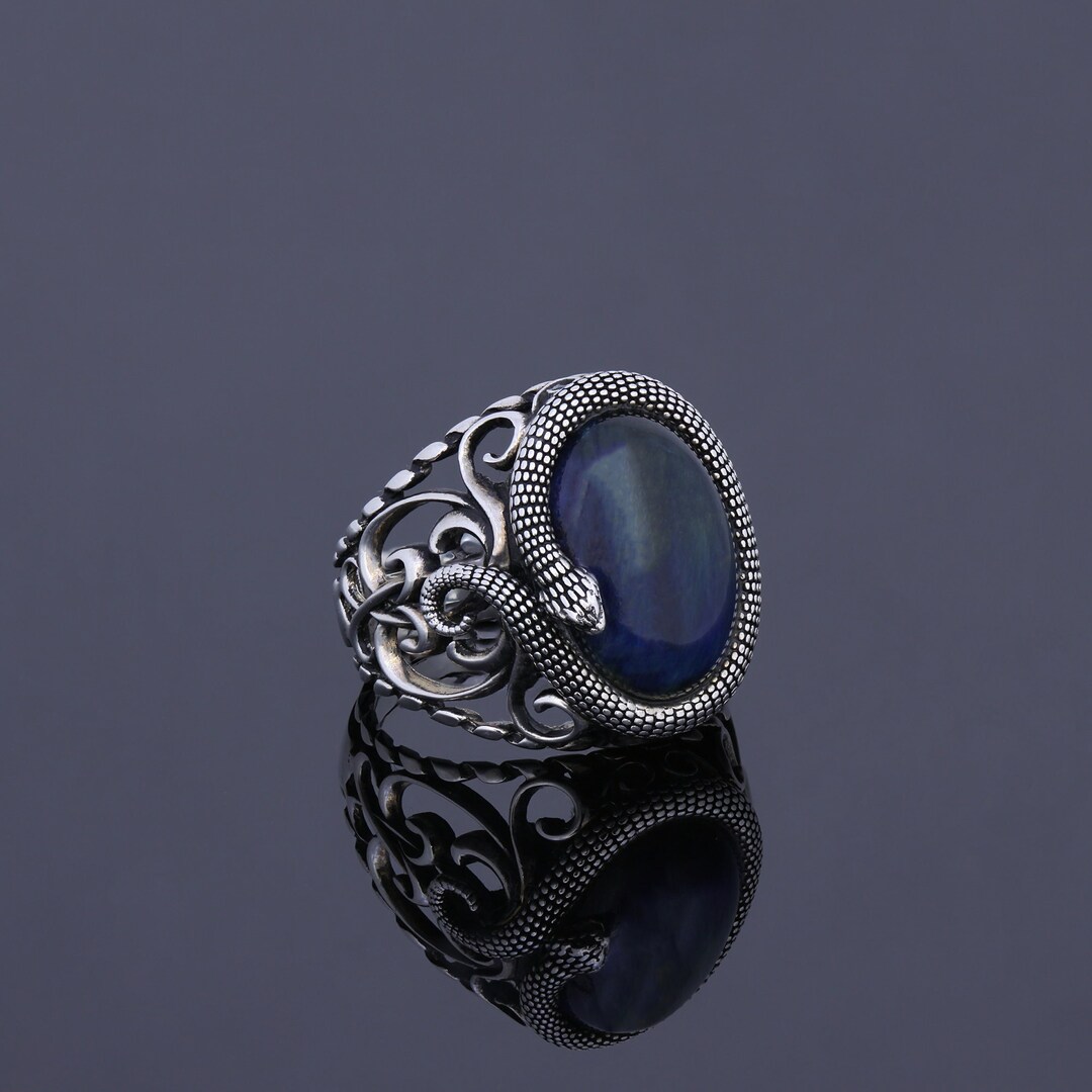 Mens Mythological Ouroboros Ring Silver Snake Signet Serpent Ring 925 ...
