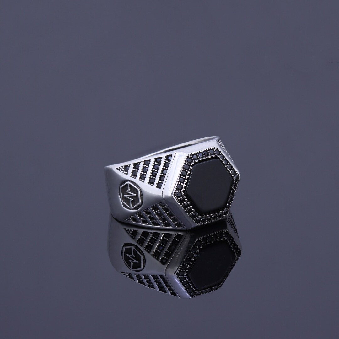 Men's Hexagon Ring, Cryptocurrency Signet Jewelry, Pulsechain Hex ...
