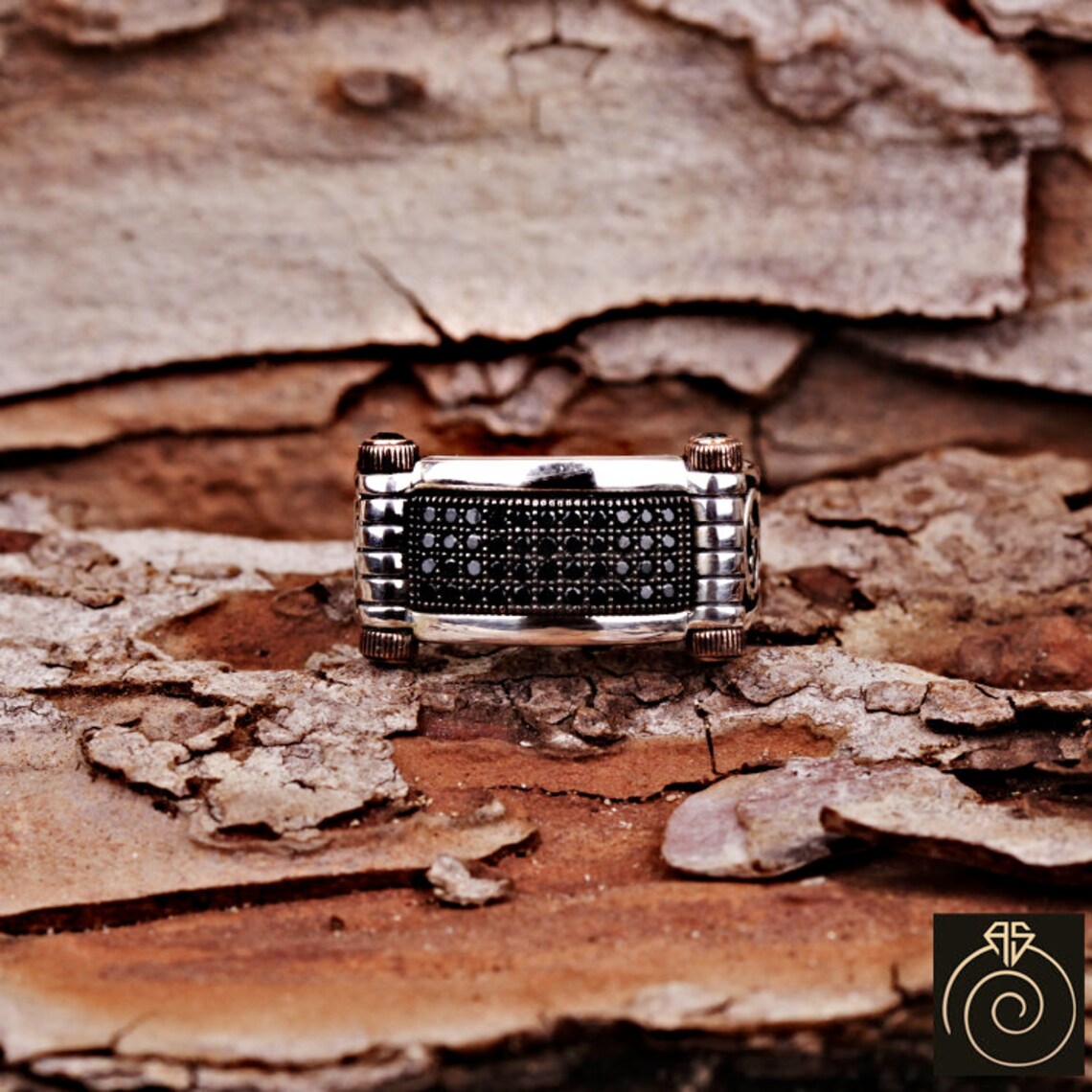 Unique Mens Ring Engagement Ring for Men Black Man Jewelry Mens ...