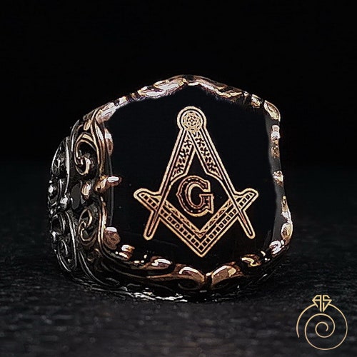 Mens Freemason Ring Personalized Square and Compass Masonic - Etsy
