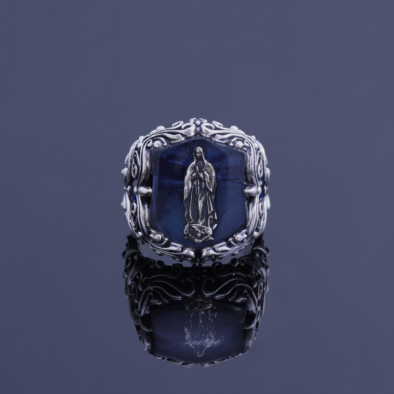 Virgin Mary Ring, Marian Consecration Ring, 925 Sterling Silver ...