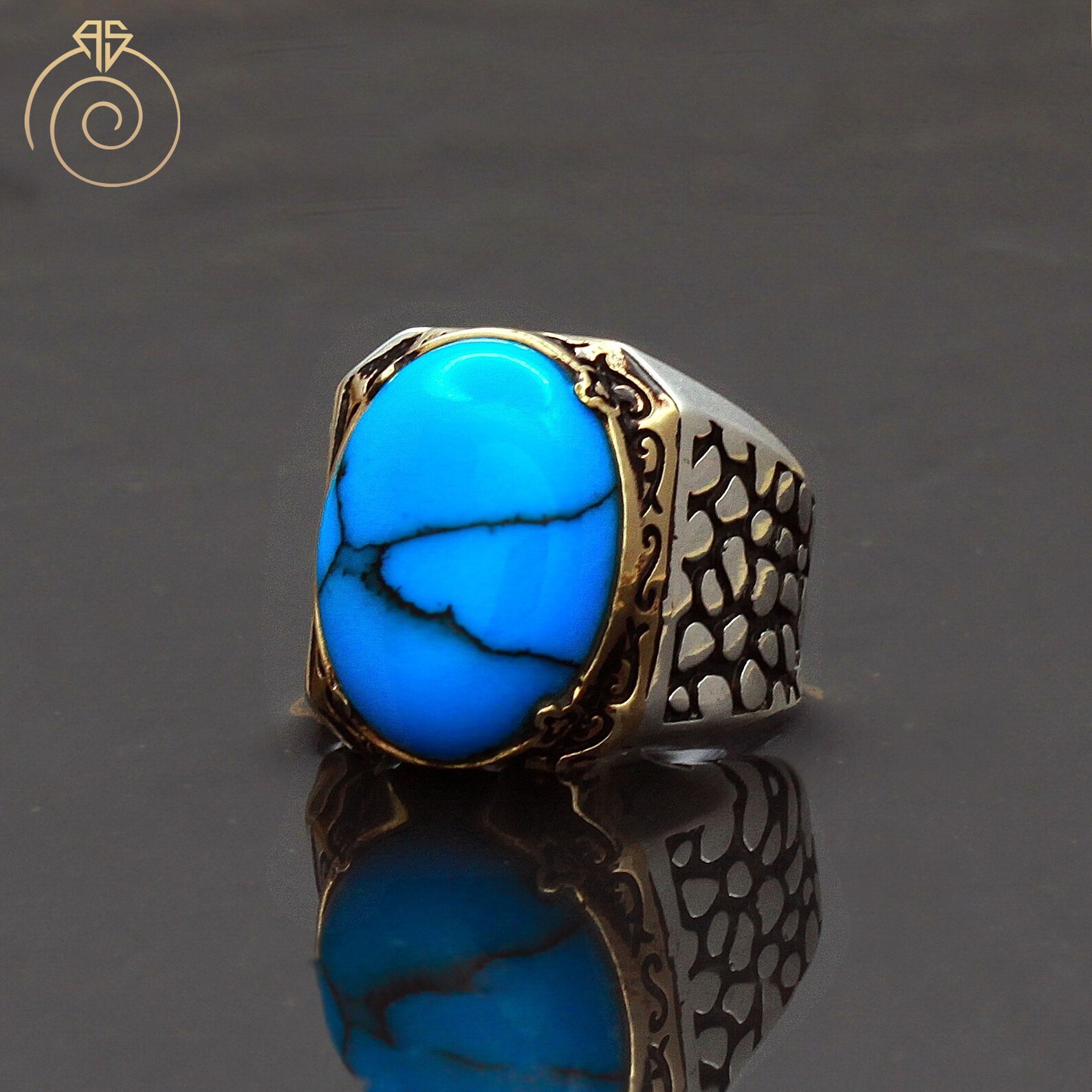 Men Turquoise December Birthstone Ring Unique 925 Sterling | Etsy