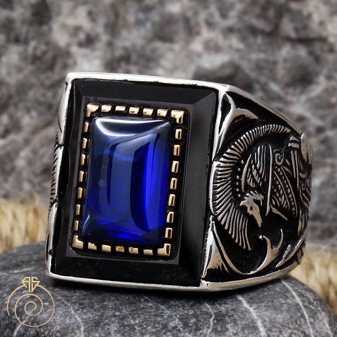 Roman Soldier Rectangle Sapphire Stone Ring Roman Empire | Etsy