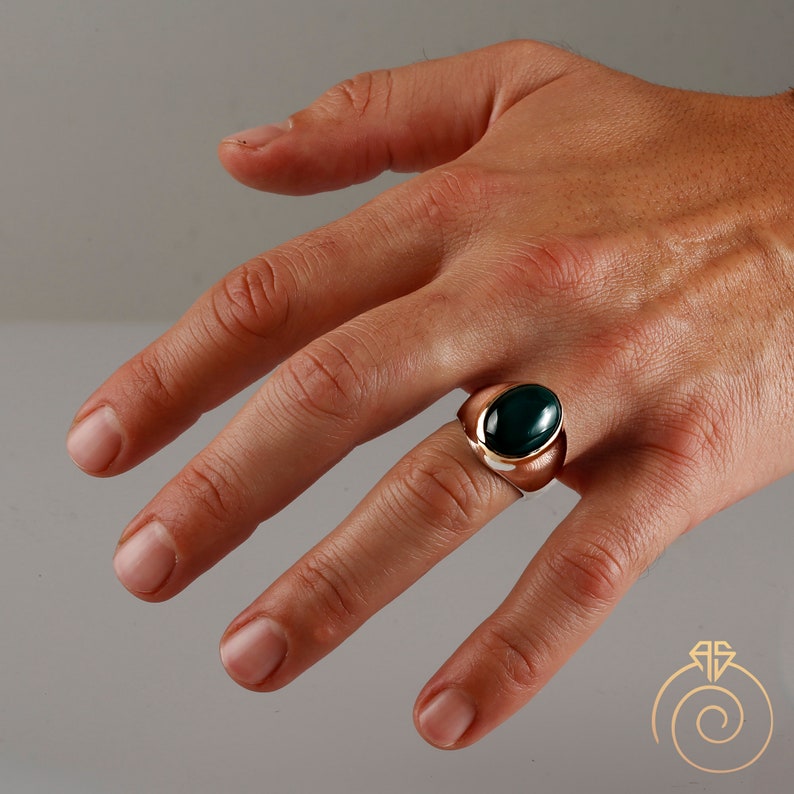 Unique Curved Mens Aqeeq Gemstone Occult Ring Custom Silver - Etsy