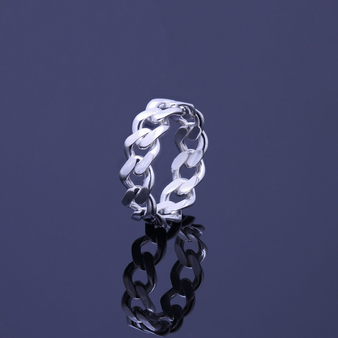 925 Sterling Silver Chain Ring Chain Link Ring - Statement Ring ...