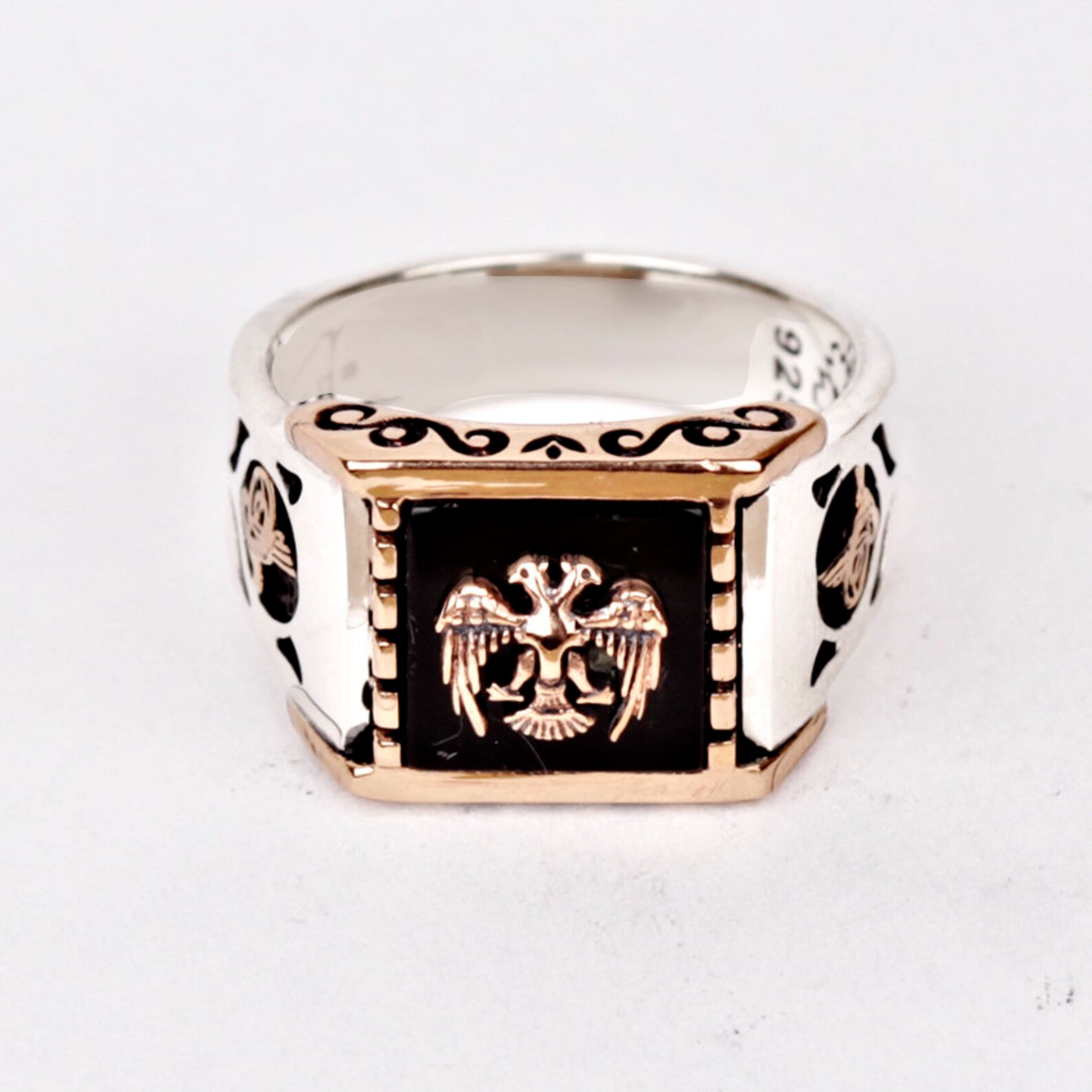 Mens Ring Double Headed Eagle Ottoman Ring For Men Onyx | Etsy