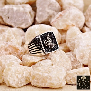 Unique Mens Ring Vintage Empire Rings for Men Heraldic Sultan Signet ...