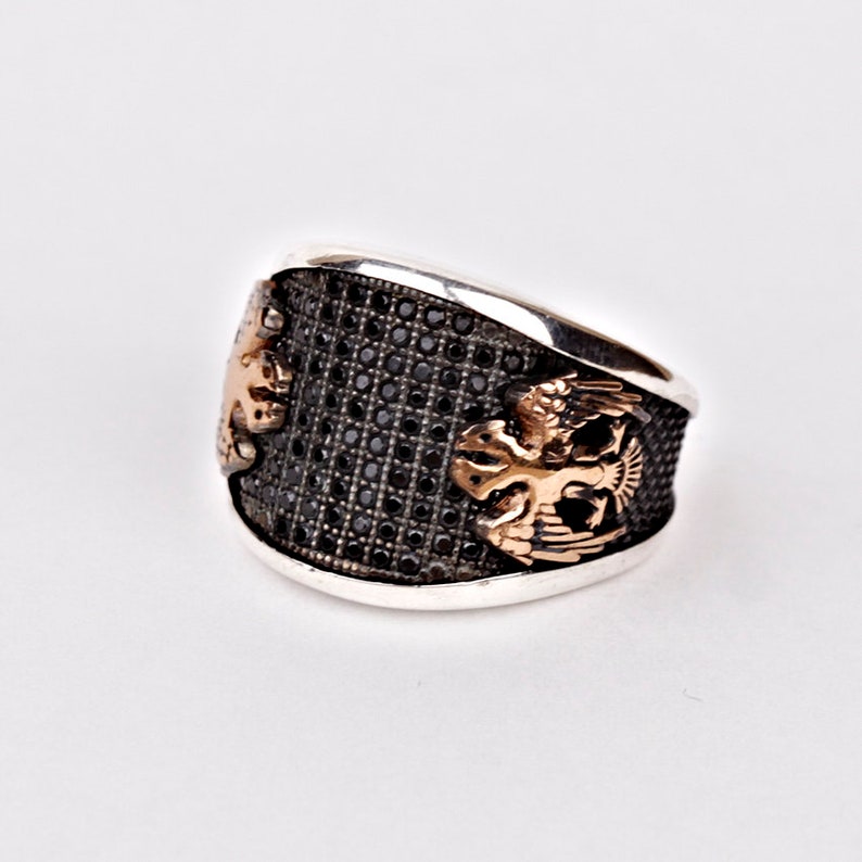 Mens Double Headed Eagle Ring Custom Made Heraldic Symbol - Etsy