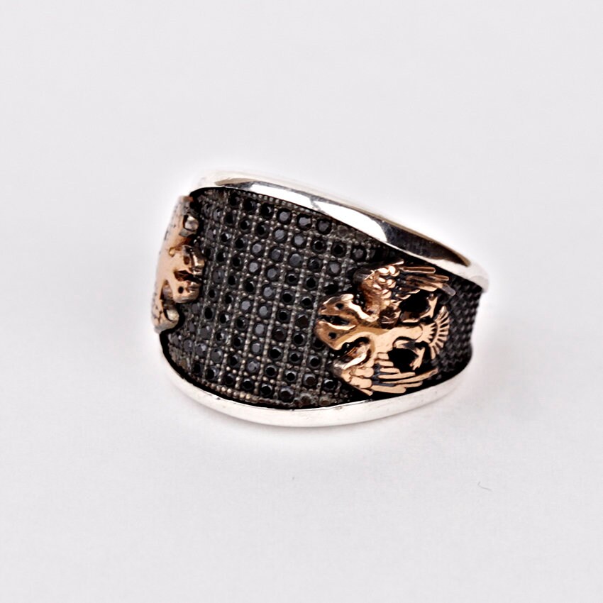 Mens Double Headed Eagle Ring Custom Made Heraldic Symbol | Etsy