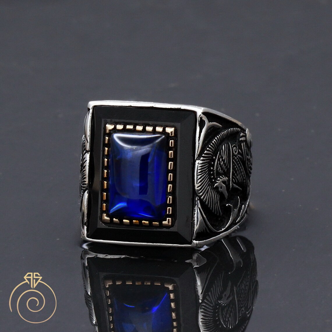 Roman Soldier Rectangle Sapphire Stone Ring Roman Empire - Etsy