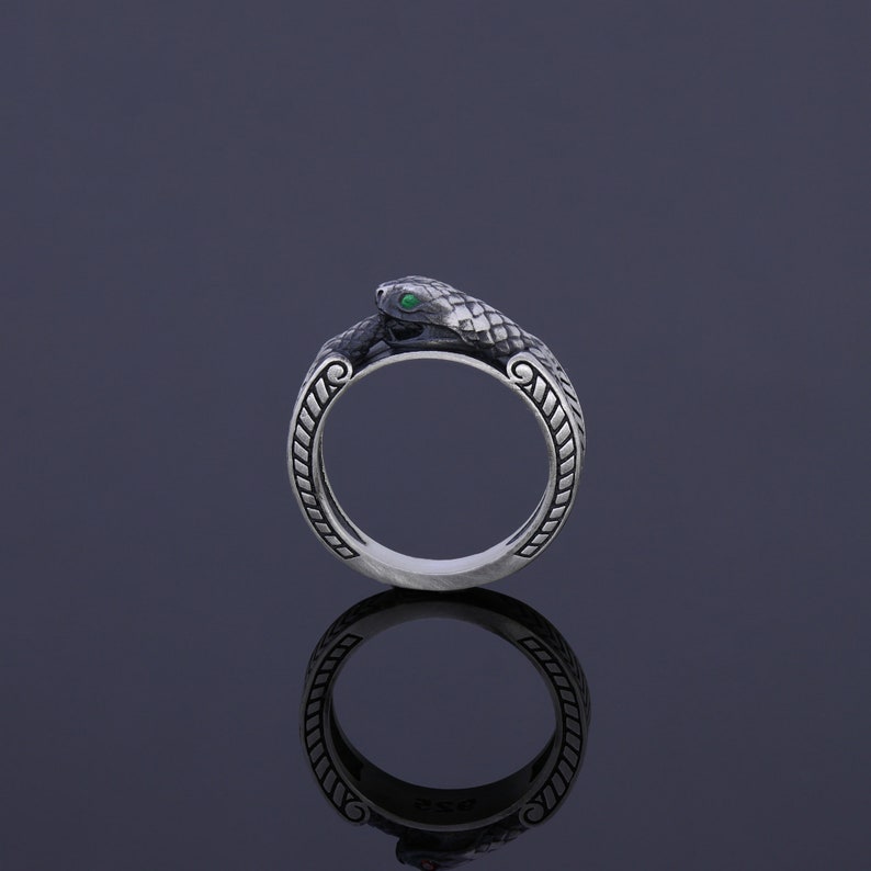 Mythological Snake Ring Silver Animal Signet Mens Serpent Ring, 925 ...