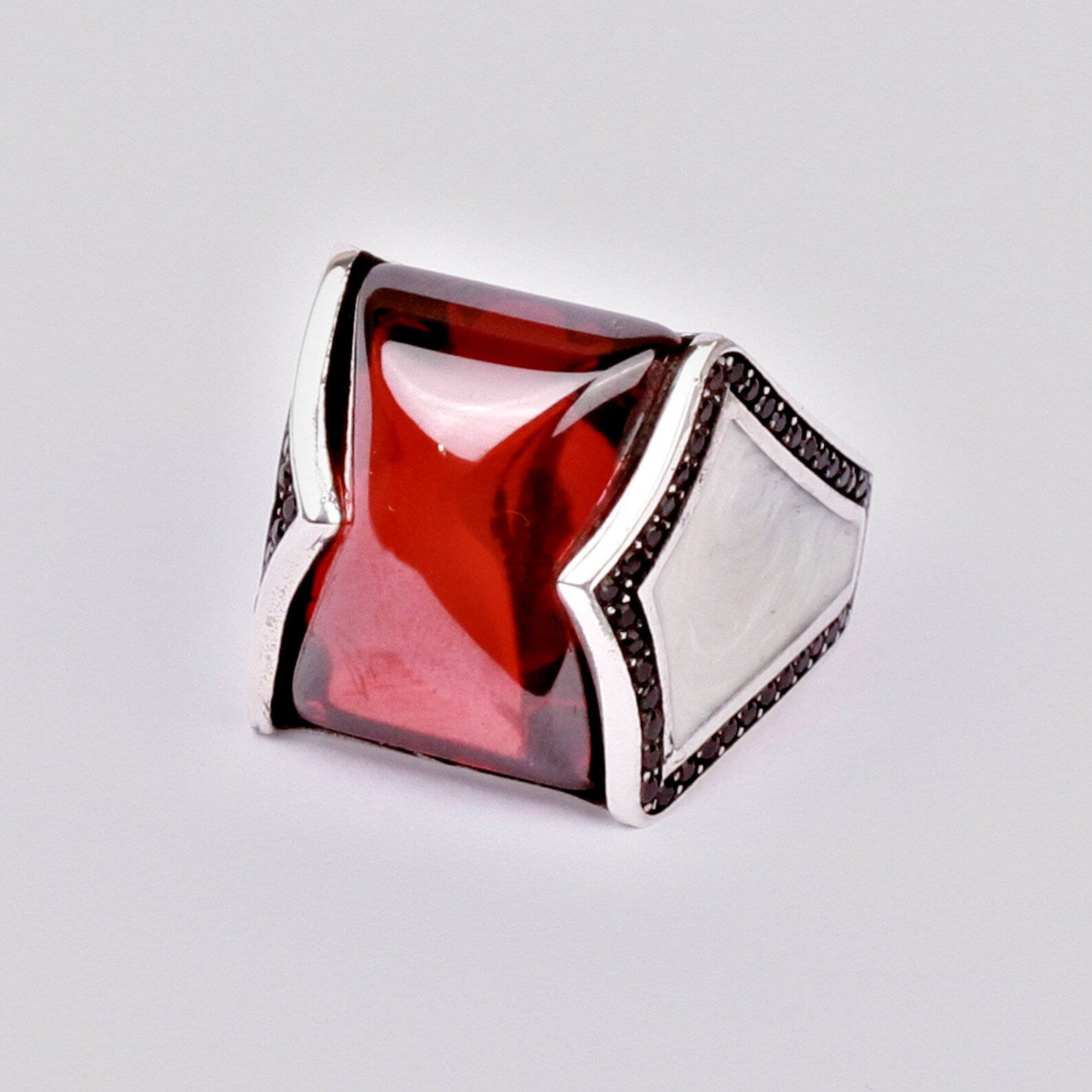 Mens Red Ruby Statement Ring Vintage Sterling Silver - Etsy