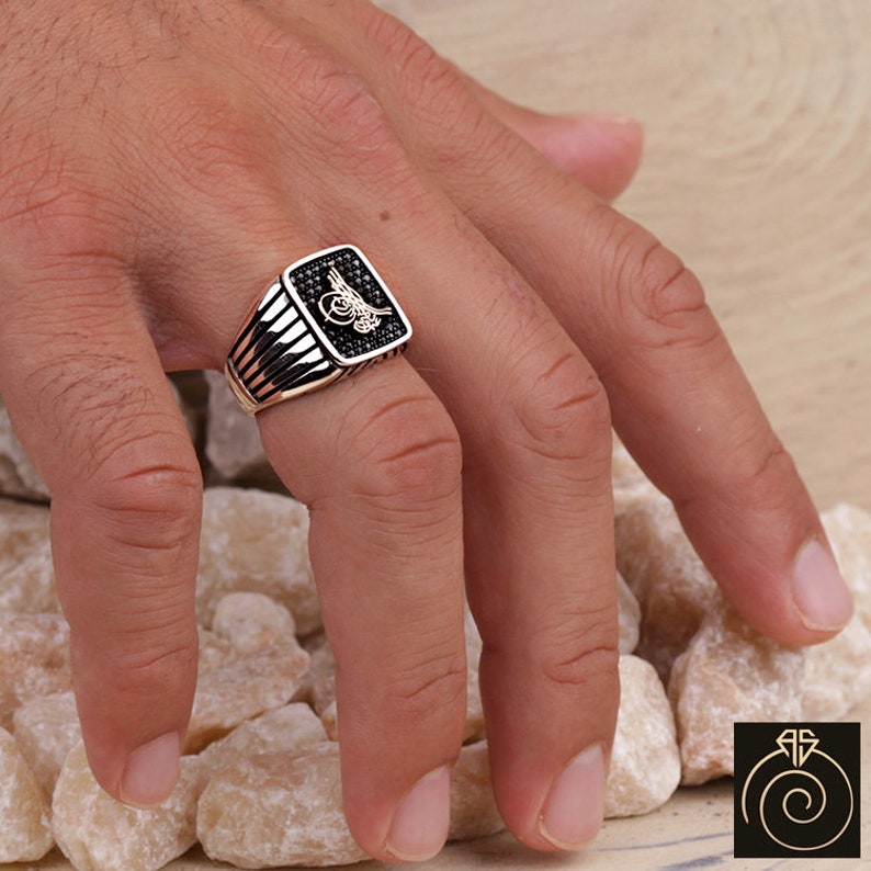 Unique Mens Ring Vintage Empire Rings for Men Heraldic Sultan Signet ...